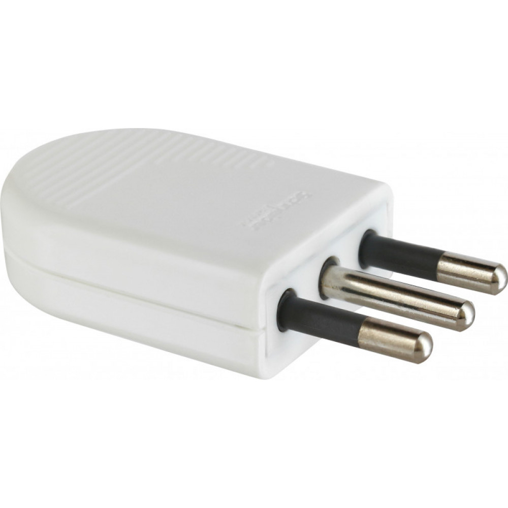 Enchufe Macho Convertible 2p+t 10a Bco.